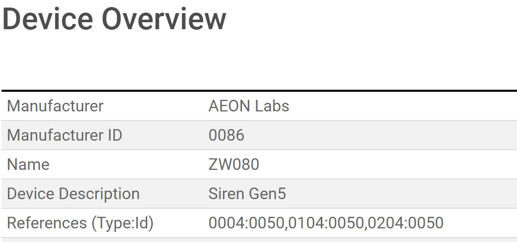 Zwave aeotec gen5 siren - unknown device - Bindings - openHAB Community